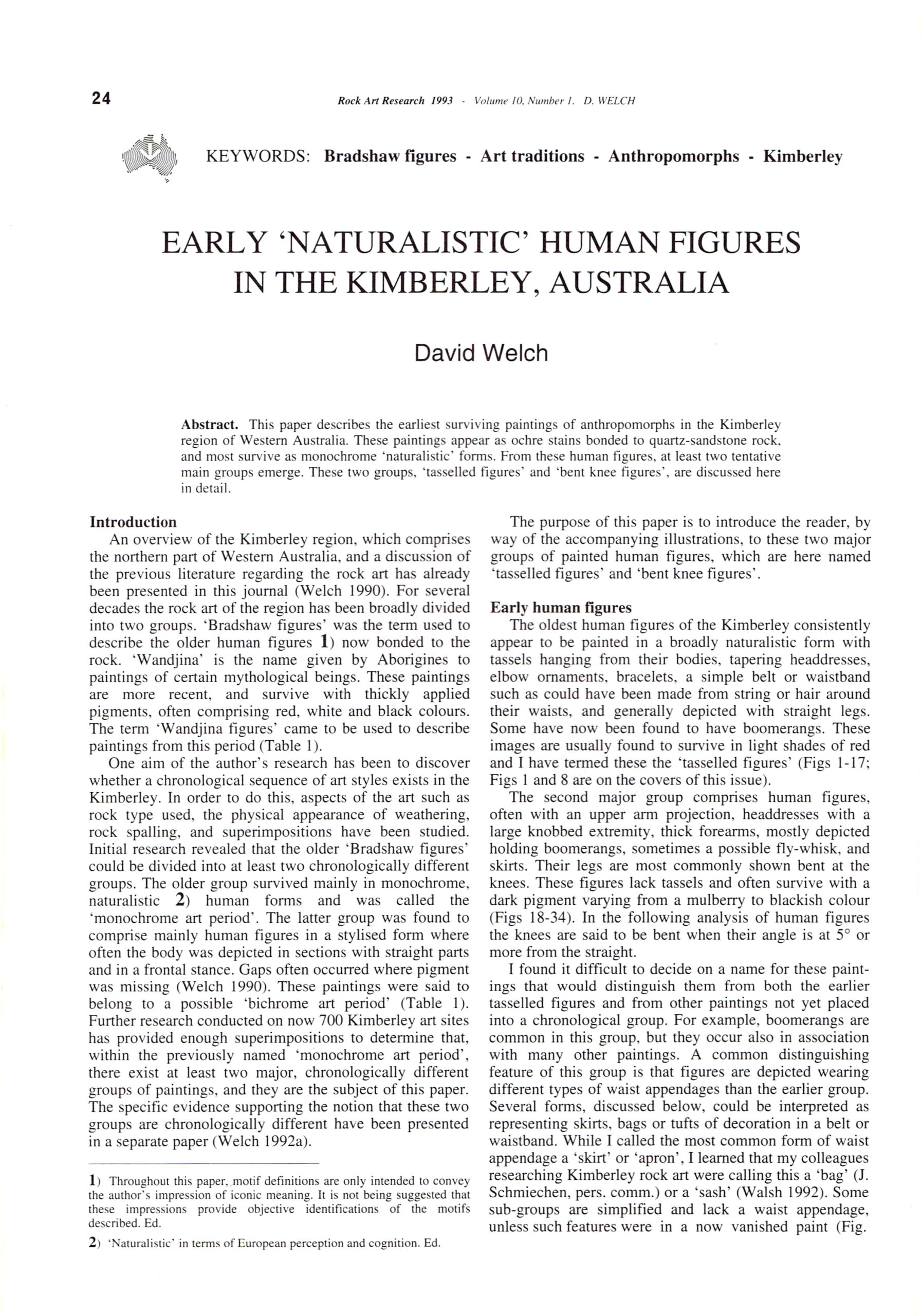 Early 'naturalistic' Human Figures In The Kimberley - David M. Welch ...